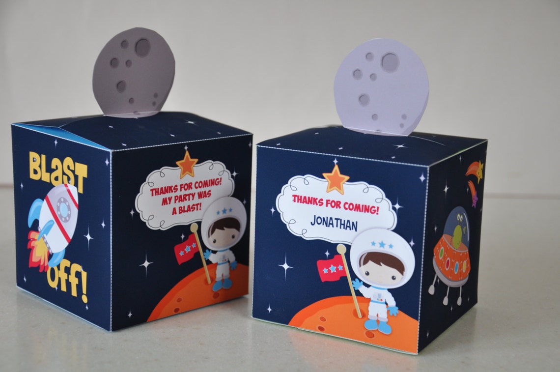 Outer Space Astronaut Party Favor Box / Rocket Party Favors / Printable ...