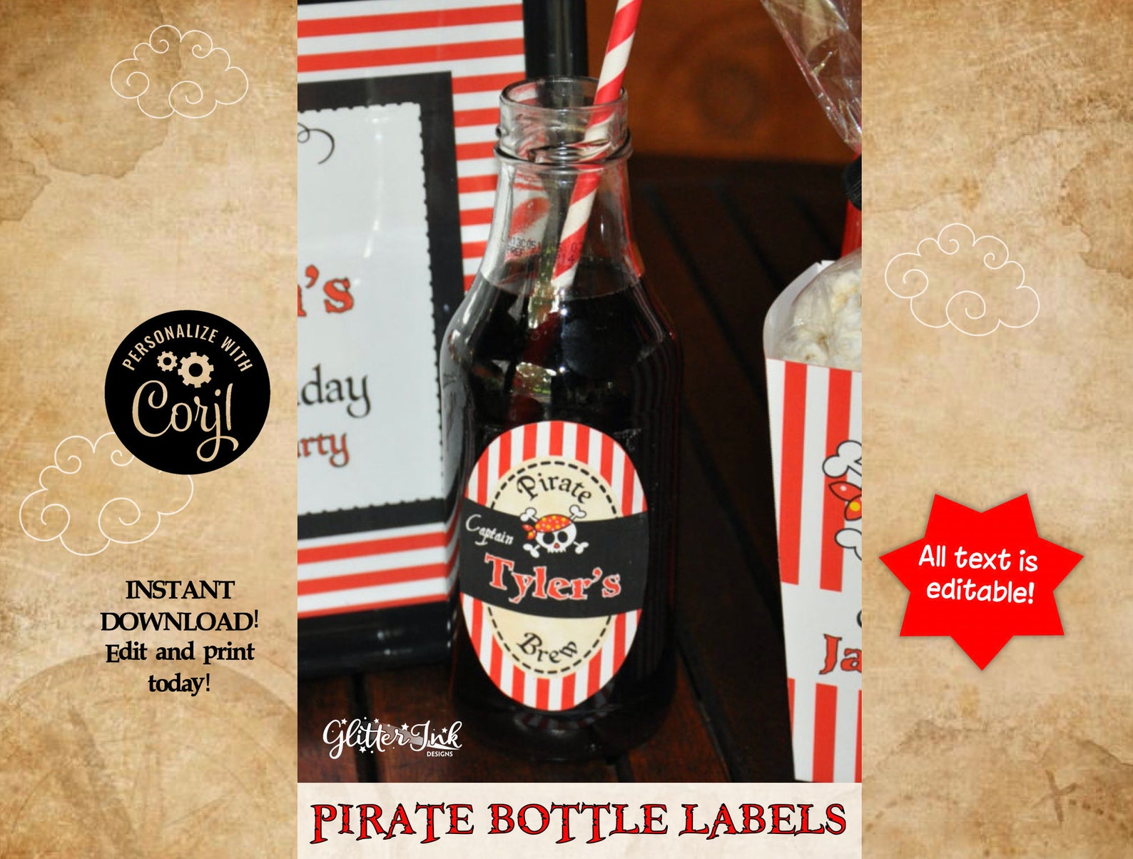Pirate Party Printable Water Bottle Labels / Pirate Birthday - Etsy