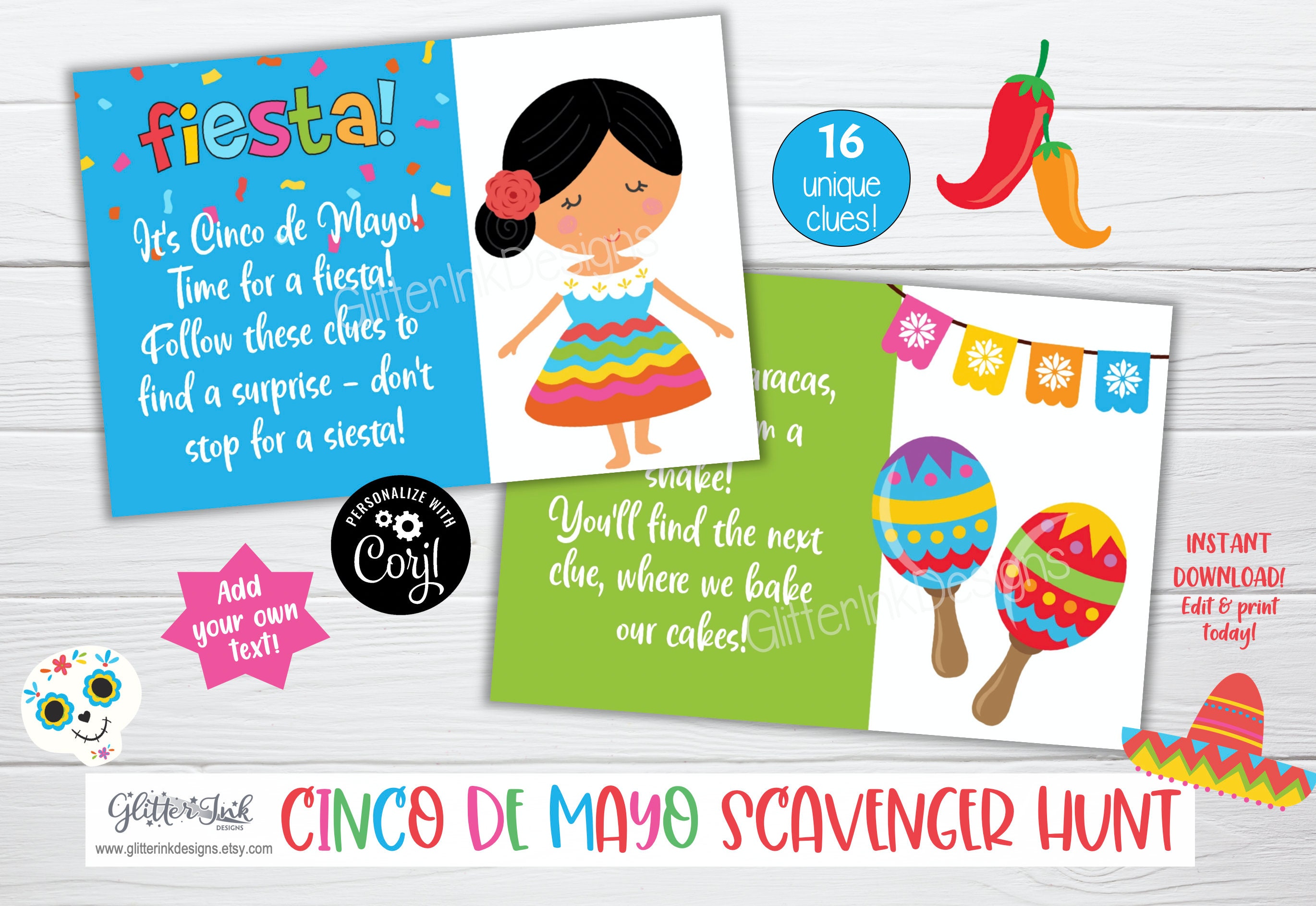 Cinco De Mayo Scavenger Hunt for Kids, Mexican Fiesta Editable Treasure ...