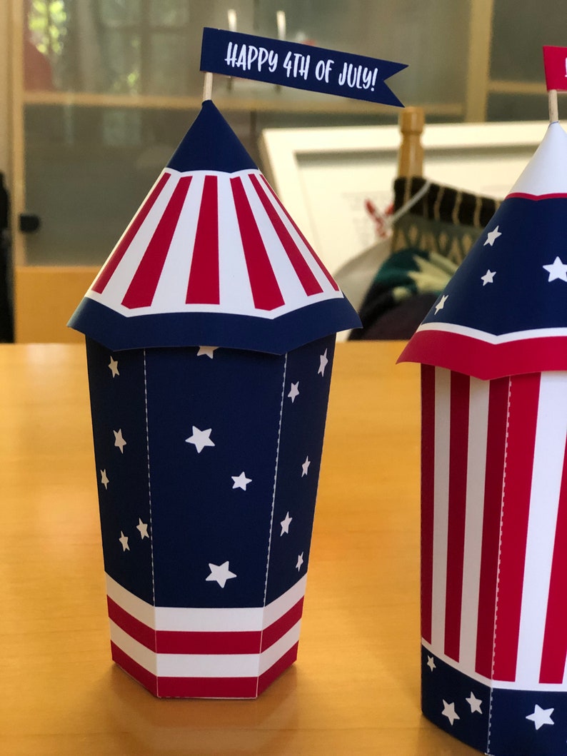 4th of July Rocket Favor Box / Fourth of July Party Decorations ...