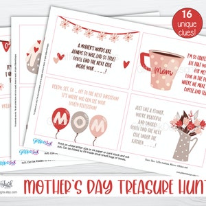Mother's Day Scavenger Hunt / Happy Mothers Day Treasure Hunt Clues ...