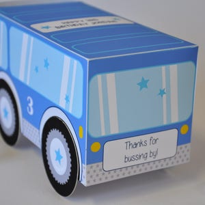 Little Bus Birthday Printable Favor Box, Editable Party Favors Cupcake ...