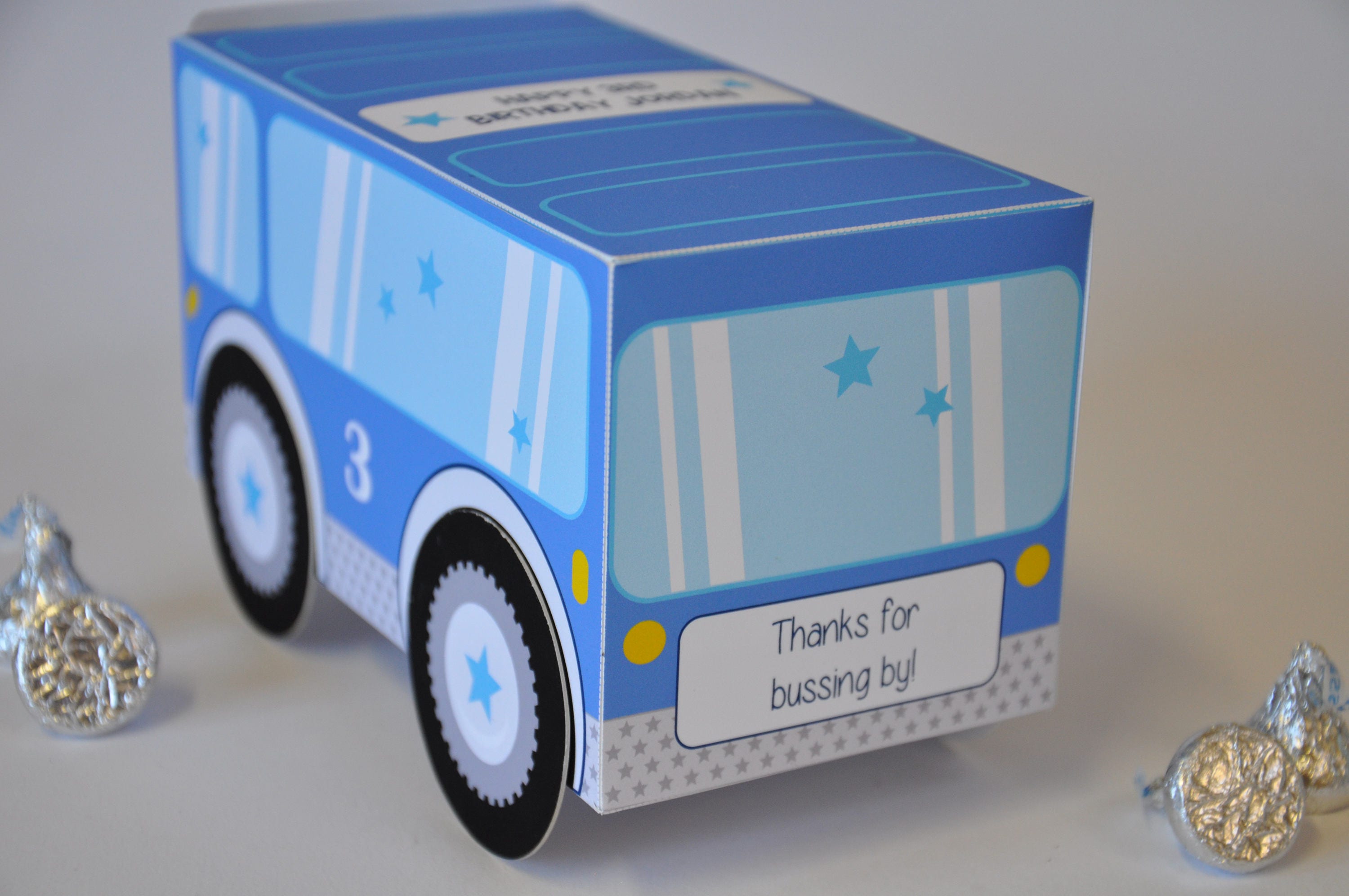 Little Bus Birthday Printable Favor Box / Bus Party Treat Box Color-in ...