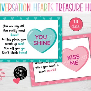 Valentine's Day Conversation Hearts Scavenger Hunt / Valentines Day ...