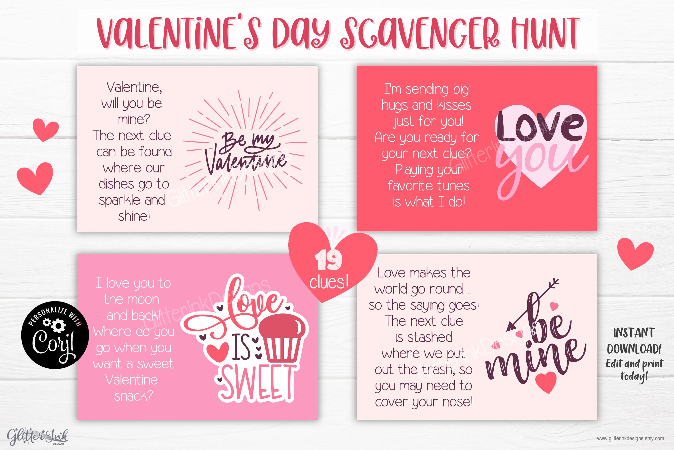 Valentine's Day Scavenger Hunt Printable Love Notes / Valentines Day ...