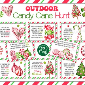 Outdoor Christmas Candy Cane Hunt Clue Cards, Peppermint Fun Family ...