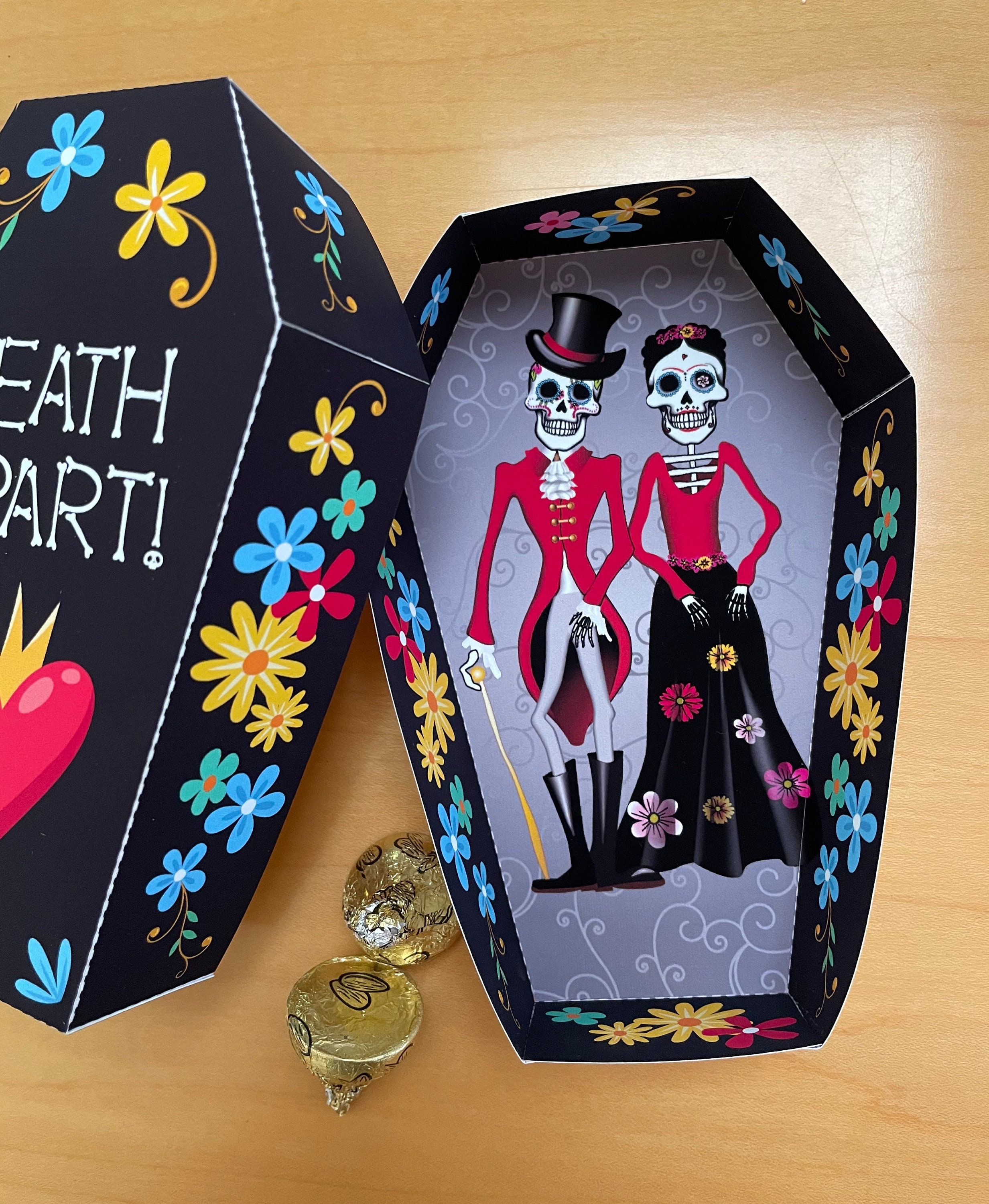 Day of the Dead Coffin Treat Box / Dia De Los Muertos Sugar Skull Party ...
