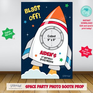 Outer Space Party Photo Booth Frame / Rocket Printable Party Prop ...