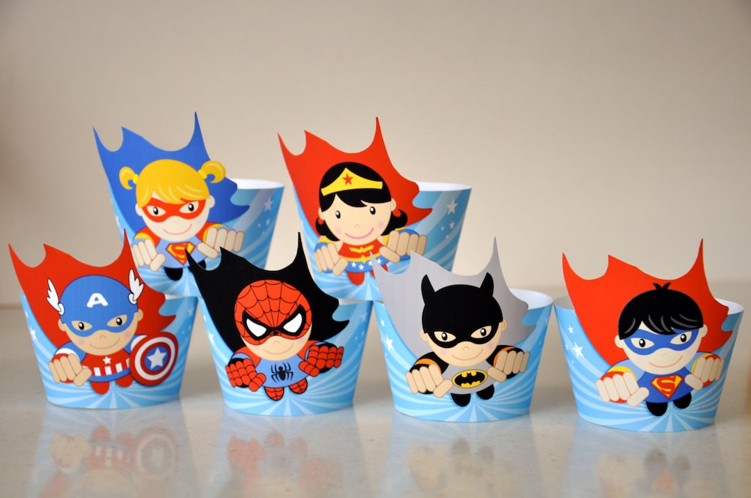 Super Hero Party Printable Cupcake Wrappers and Flash Cupcake Toppers ...