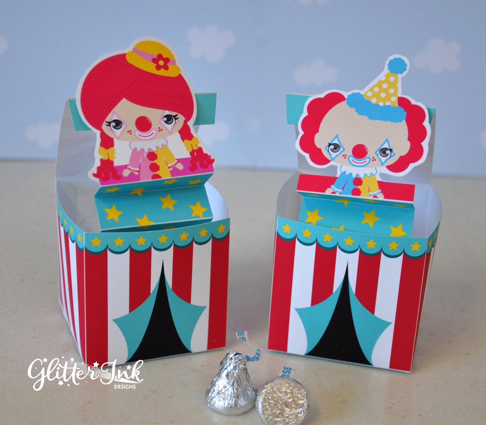 Circus Carnival Clown Jack in the Box Pop up Favor Box PDF - Etsy