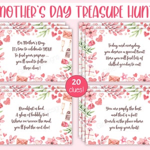 Mother's Day Scavenger Hunt Clue Cards / Happy Mothers Day Treasure ...