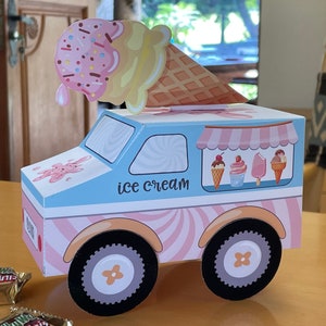Ice Cream Truck Printable Favor Box, Two Sweet Birthday Customizable ...