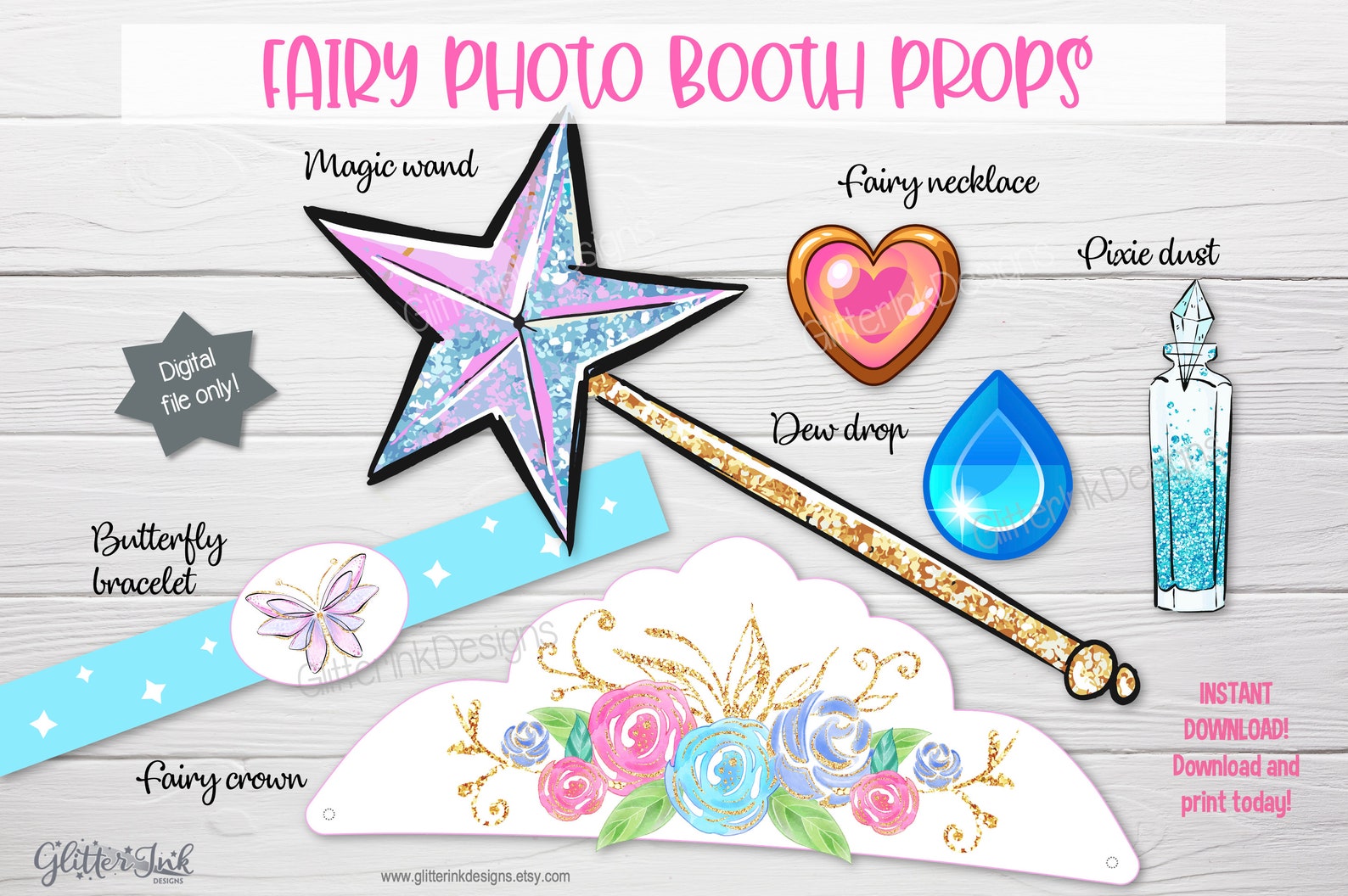 Fairy Birthday Scavenger Hunt Printable Props, Enchanted Fairies Garden ...