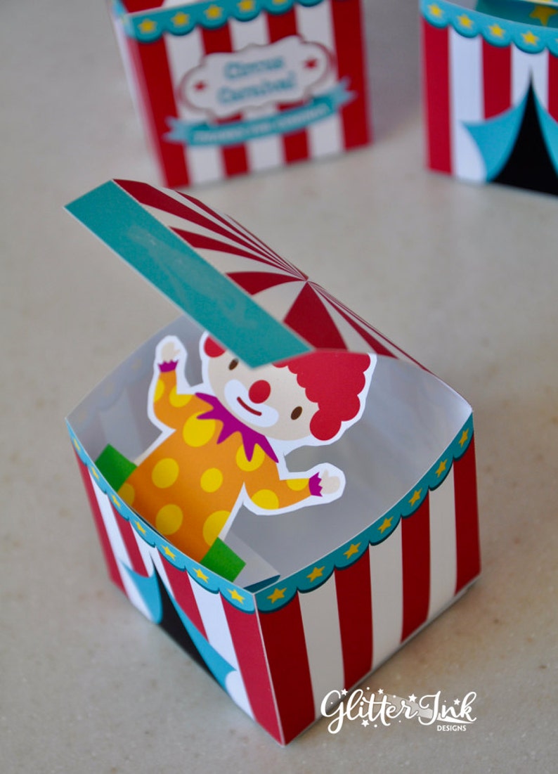 Circus Clown Jack in the Box Pop up Favor Box / Circus Favors / Clown ...