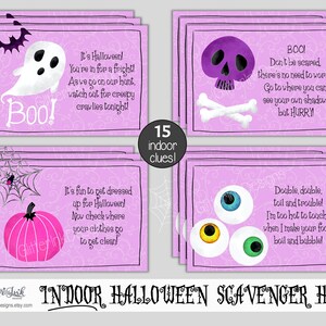 Indoor Halloween Scavenger Hunt / Kids Halloween Treasure Hunt Clues ...