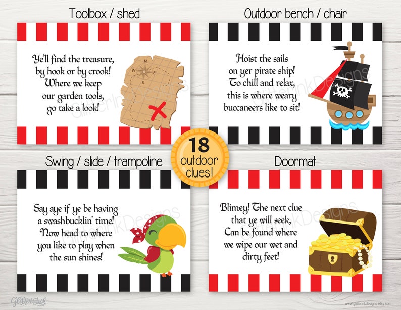 Pirate Treasure Chest Outdoor Kids Scavenger Hunt, Pirate Birthday ...