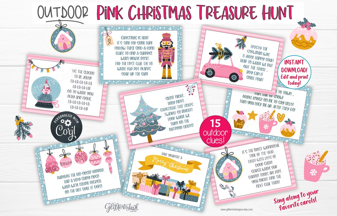 Outdoor Pink Christmas Scavenger Hunt / Nutcracker Christmas Treasure ...