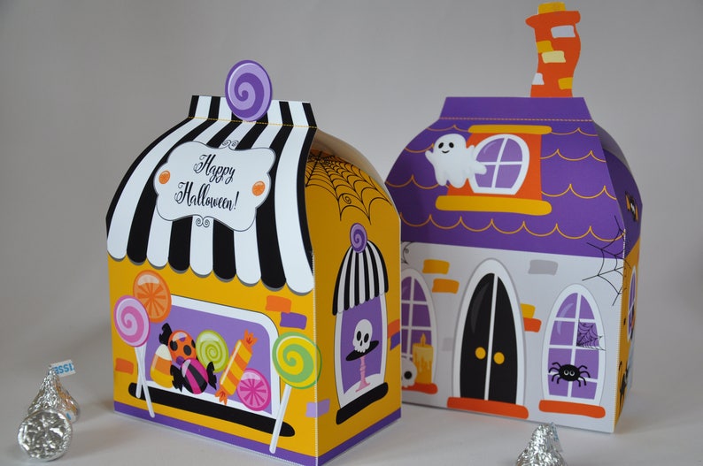 Halloween Treat Boxes / Halloween Printable Favor Box Haunted - Etsy
