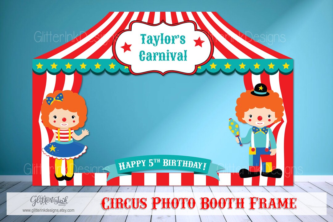 Circus Clown Photo Booth Frame Carnival Party Props, Printable Circus ...
