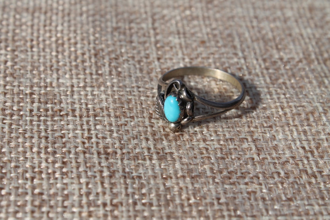 Tiny Turquoise Treasure in Sterling Silver Setting. Tiny and Dainty ...