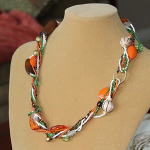 Wild and Colorful Twister Necklace, Four Continuous Bead Strands,autumn ...