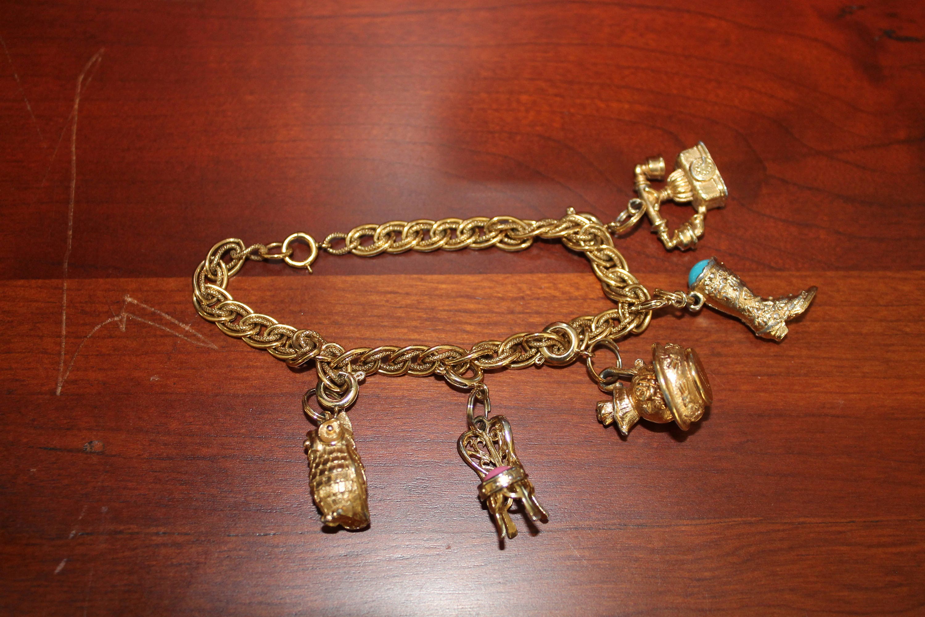 Avon Gold Plated Charms Bracelet Right at Home on Gold Plated Chain ...