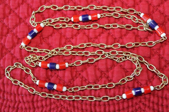 Red, White and Blue on Gold Plated Chain with Coordin… - Gem
