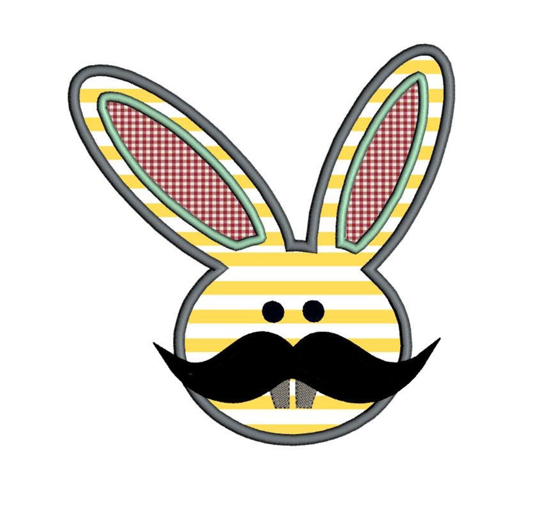 Easter Bunny Rabbit with Mustache APPLIQUE. Instant download | Etsy