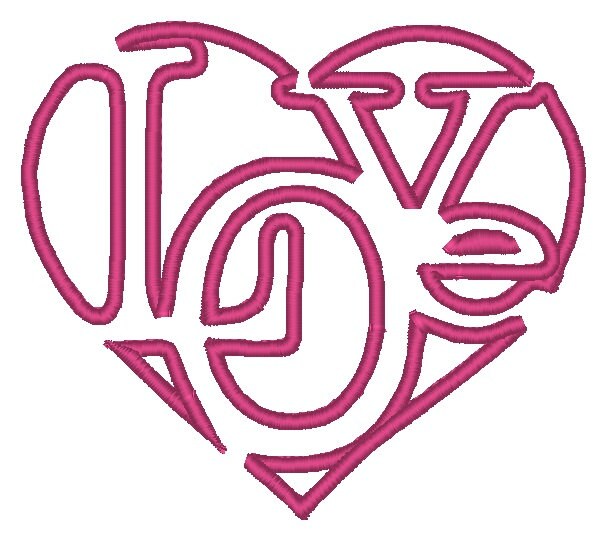 Love Collage Word in Heart Valentine Outline. INSTANT DOWNLOAD Machine ...