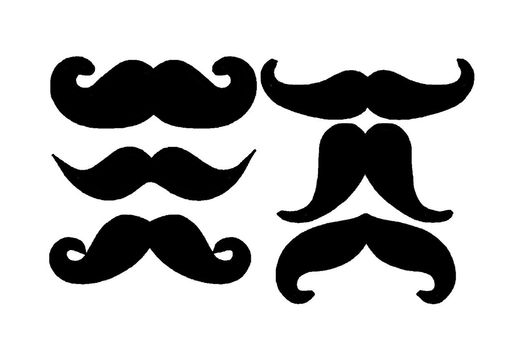 Moustache Mustache Set of 6 Silhouette APPLIQUE. Machine Embroidery ...