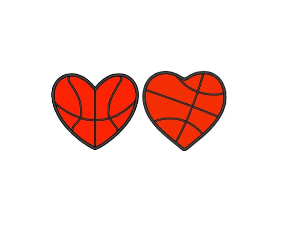 Basketball Heart Love Set of two different types APPLIQUE. | Etsy