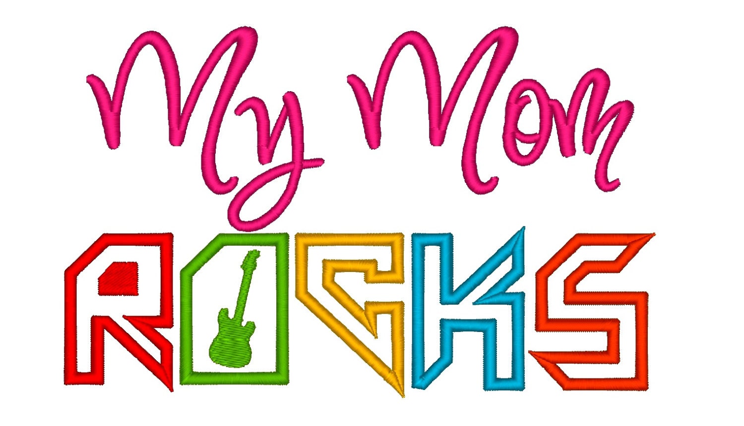 My Mom Rocks Applique INSTANT DOWNLOAD. Machine Embroidery Design ...