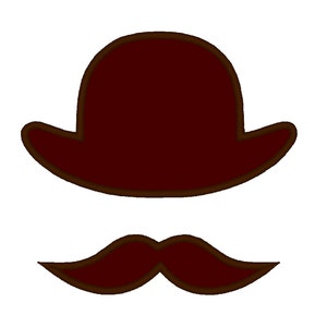 Bowler Hat Moustache Mustache APPLIQUE. Instant Download Machine ...