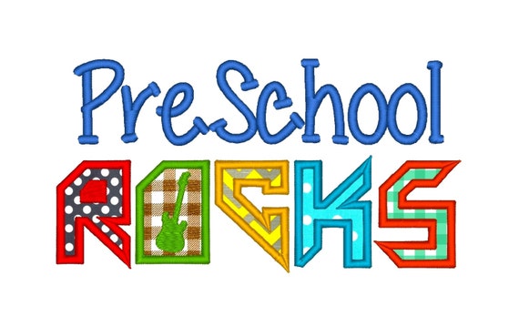 Preschool Rocks Applique. INSTANT DOWNLOAD. Machine Embroidery | Etsy