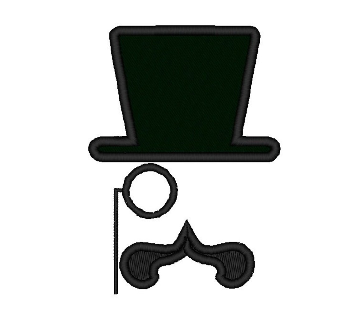 Hat Monocle Glasses Moustache Mustache APPLIQUE. Instant | Etsy