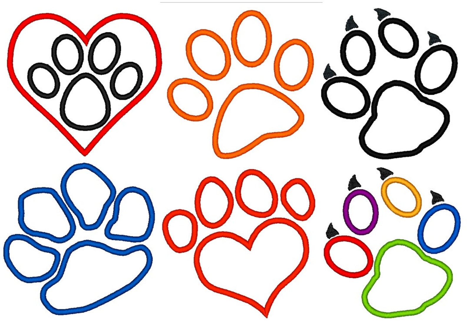 Paws Collection of 7 Paw Prints Dog Applique. INSTANT DOWNLOAD - Etsy