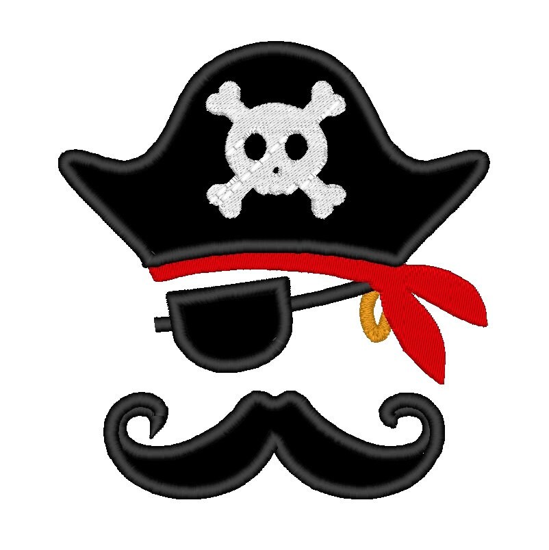 Pirate Hat Patch Scarf Earring Mustache Applique . INSTANT - Etsy