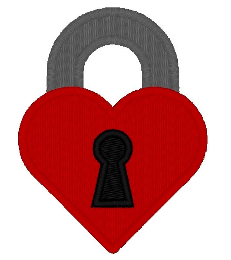 Padlock Keyhole Heart Love Valentine Applique. Machine - Etsy