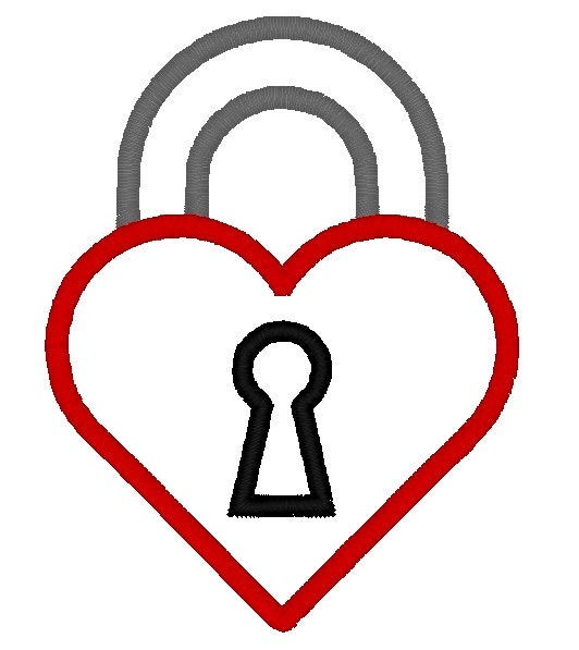 Padlock Keyhole Heart Love Valentine Applique. Machine - Etsy