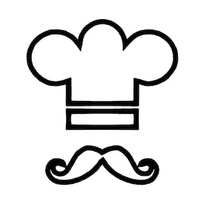 Chef Hat Mustache APPLIQUE. Instant Download Machine Embroidery Design ...
