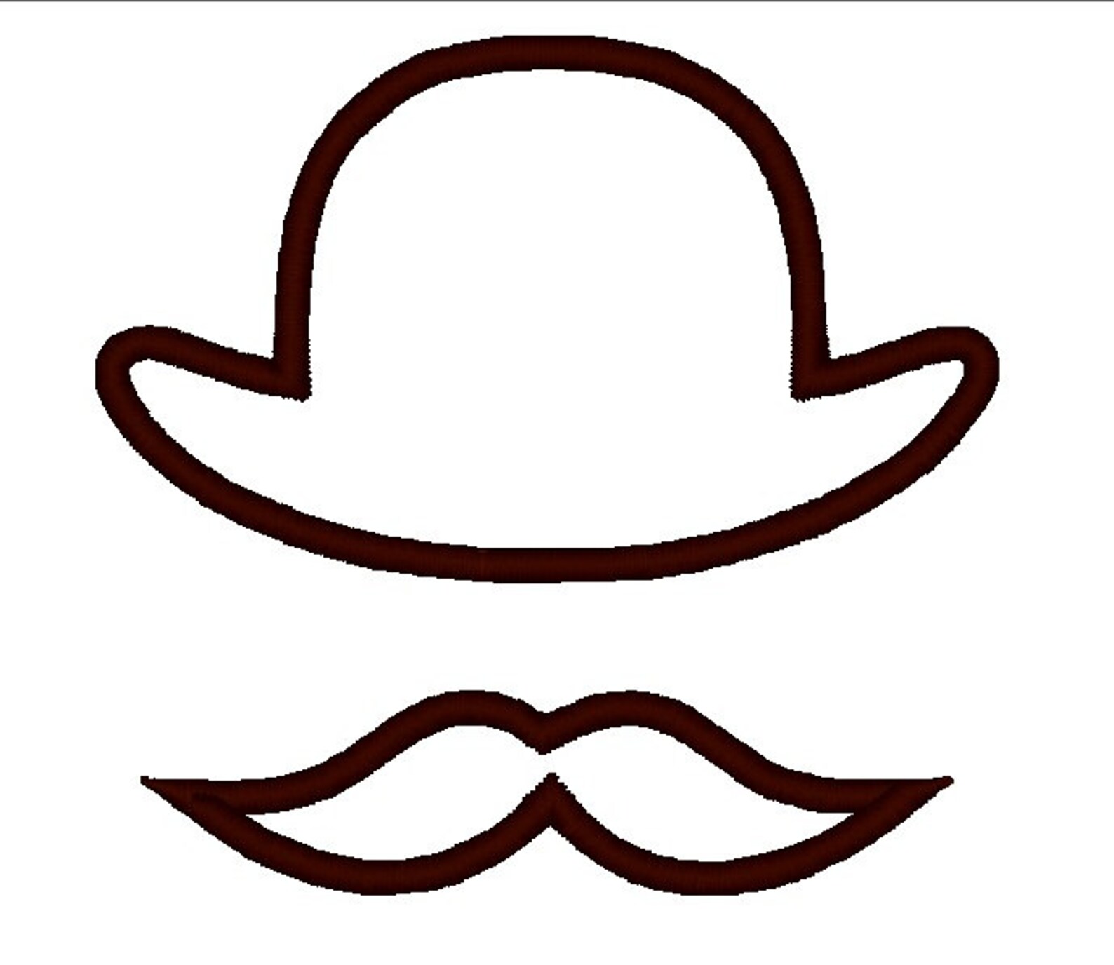 Bowler Hat Moustache Mustache APPLIQUE. Instant Download - Etsy