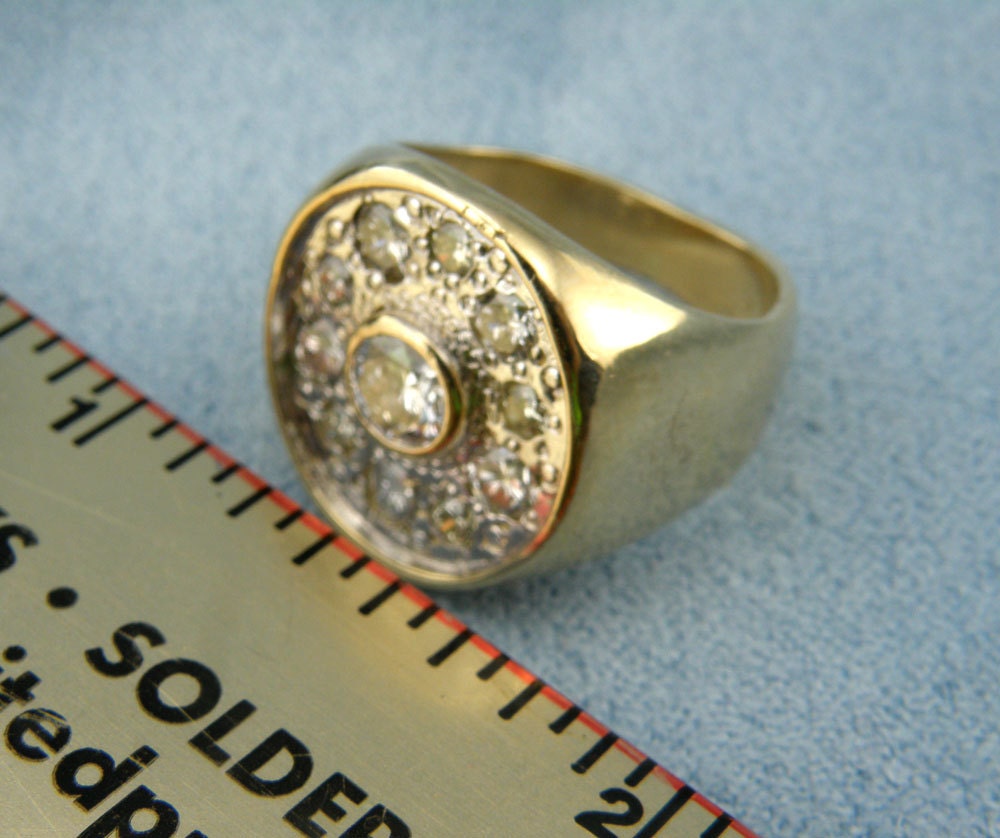 1.10 cttw Diamond Cluster Ring in 14K Two Tone Gold Size 4.5 | Etsy