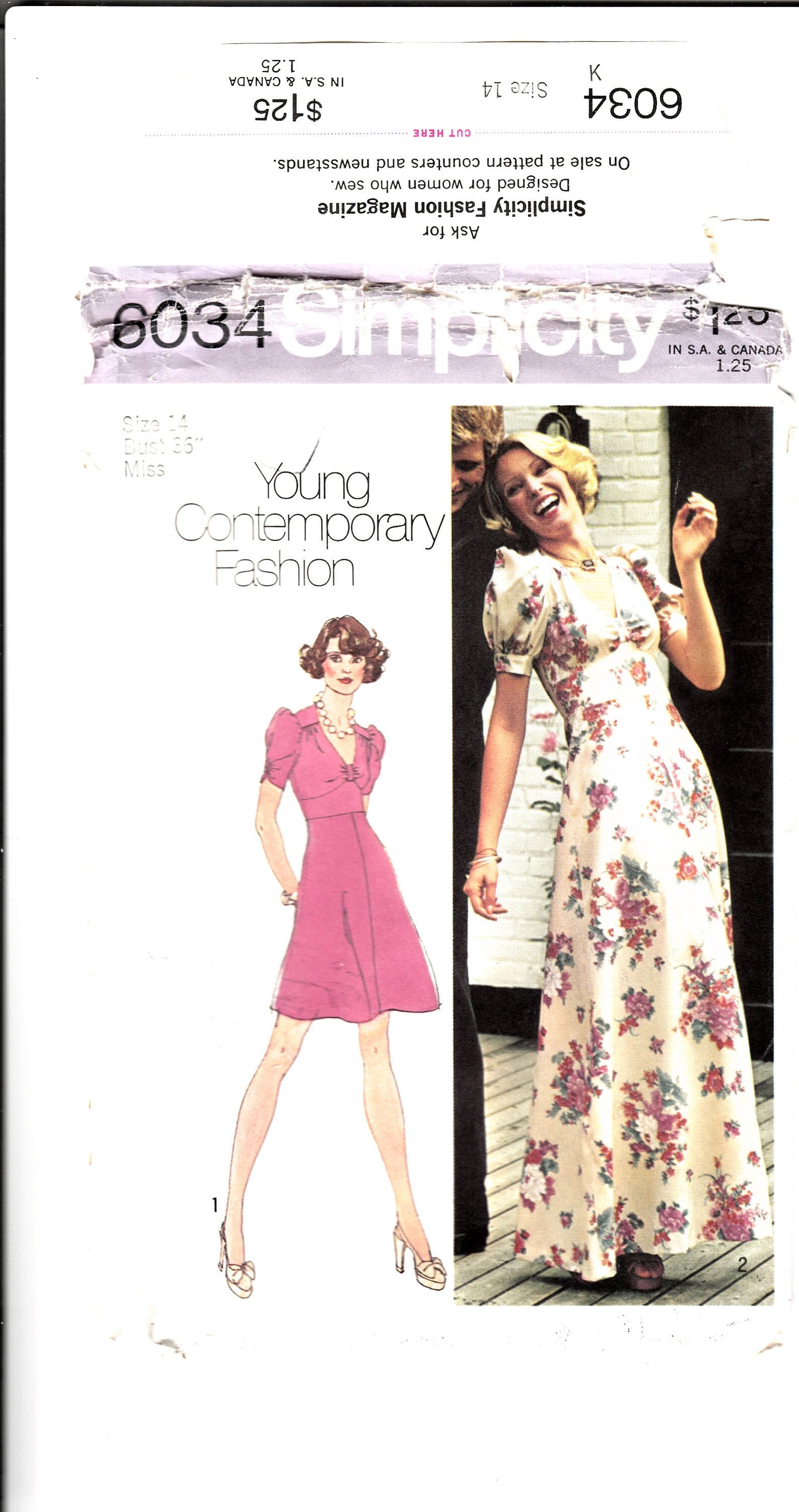 Vintage 70's Pattern Simplicity 6034 Maxi or Mini Dress - Etsy