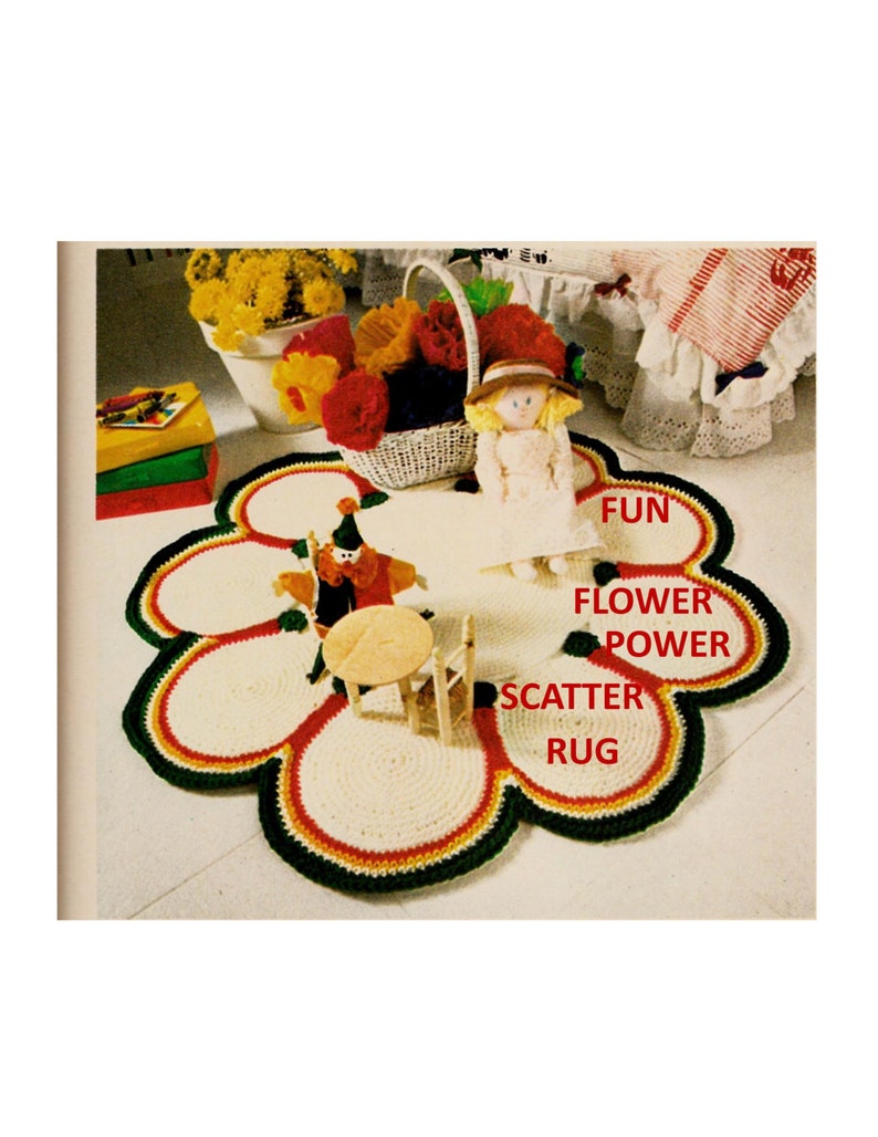 Digital Download Groovy Flower Power Crochet Rug Pattern - Hippie Era ...