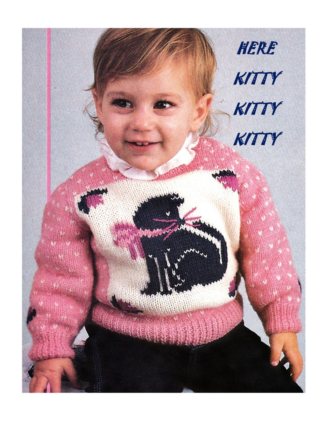 Digital Download Little Girl's Knit Kitty-kitty Embroidered Sweater ...