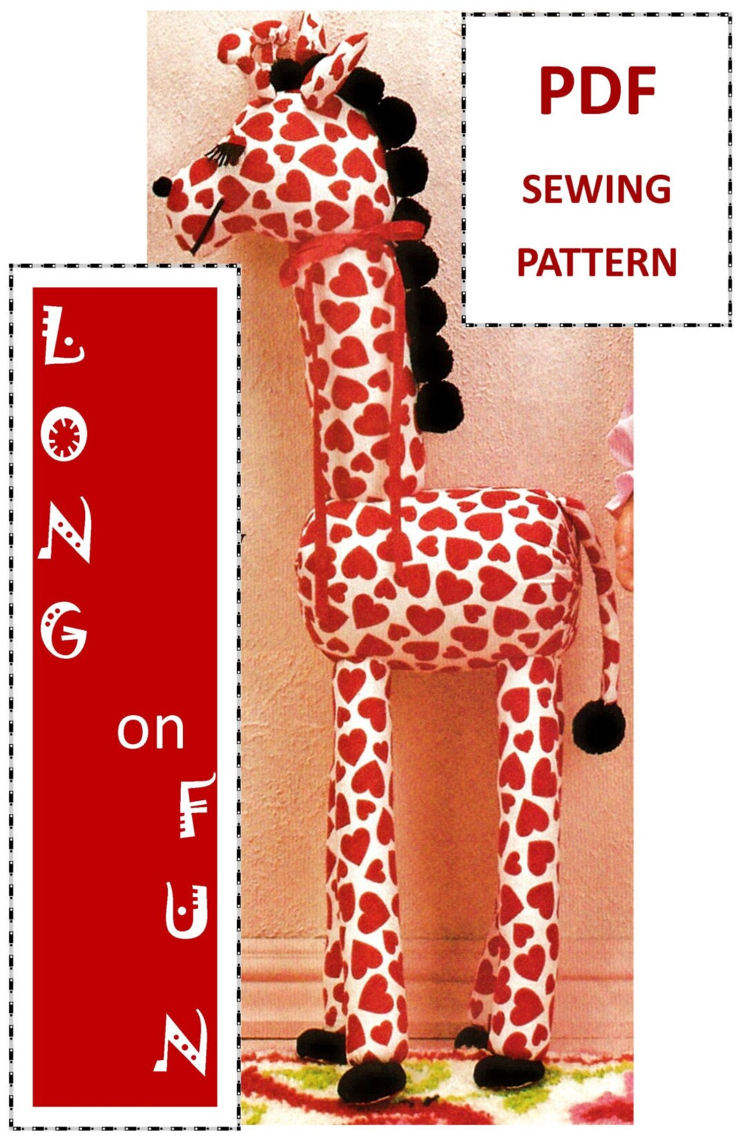 Digital Download Tall Giraffe Sewing Pattern - 33" Vintage Stuffed Zoo ...