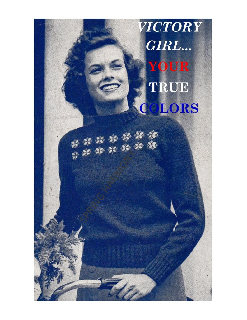 Digital Download WWII Victory Girl Knit Sweater Pattern - 1942 "america ...