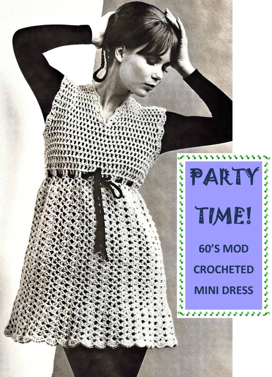 Digital Download MOD Go-go Girl Crocheted Dress Pattern Bust Sz 30-42 ...