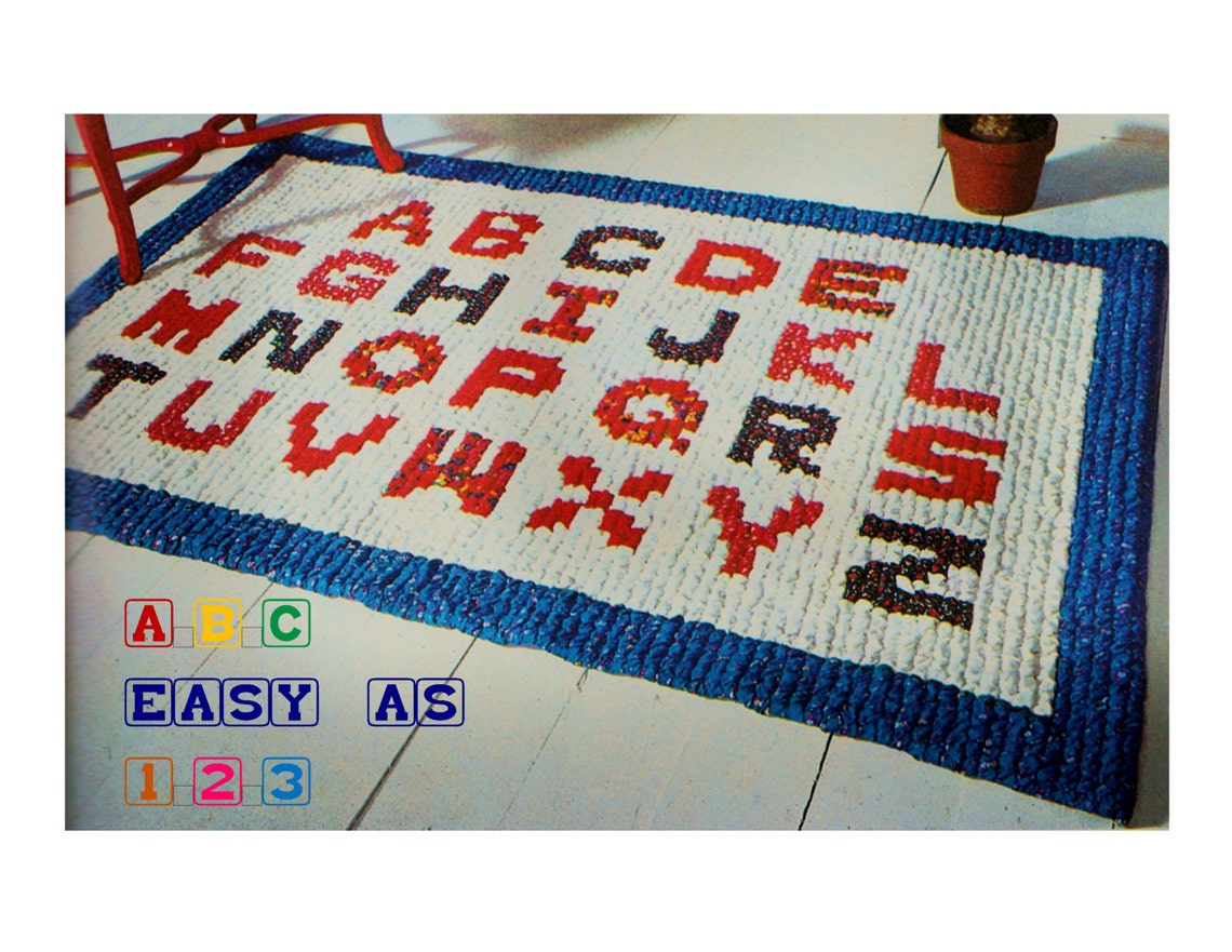 Digital Download Retro "abc" Scrap Fabric Rug Pattern- Recyle & Reuse ...