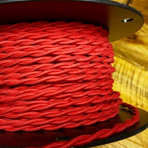 6 Feet: Red Cotton Twisted Cloth Covered Wire, Vintage Style Cloth Lamp ...